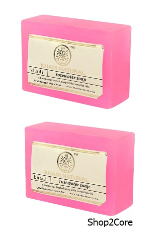 Khadi Natural Handmade Rose Water Soap - Pack of 2 - Shop2Core.in