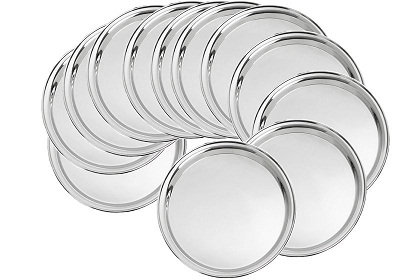 Stainless Steel Round Dinner Plate Set Of 12Pcs - Shop2Core.in