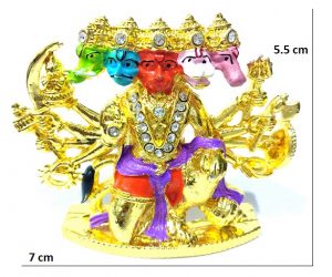 Idol for Pooja/Car Dashboard – Sitting Panchmukhi Hanuman with Golden ...
