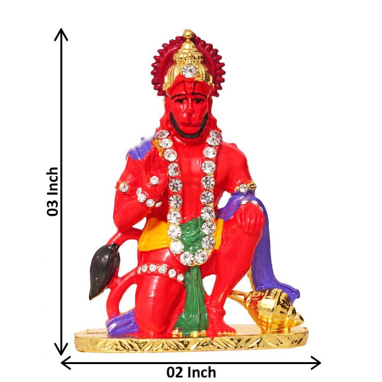 Idol for Pooja/Car Dashboard – Sitting Hanuman Sindoori with Golden ...